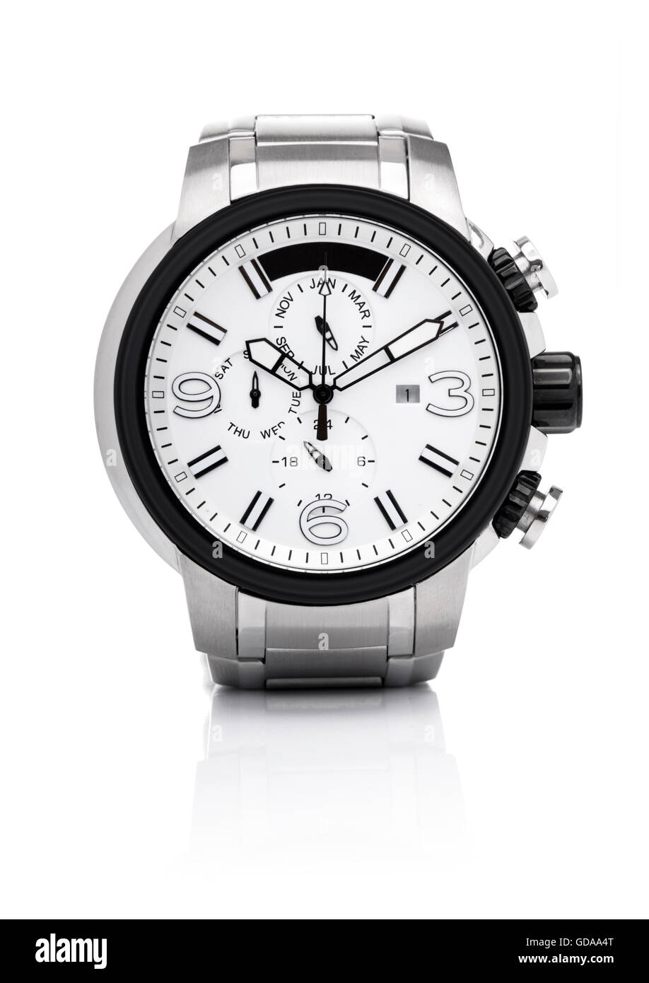 Elegant Men Fashion Wristwatch Isolated on White Background Stock Photo ...