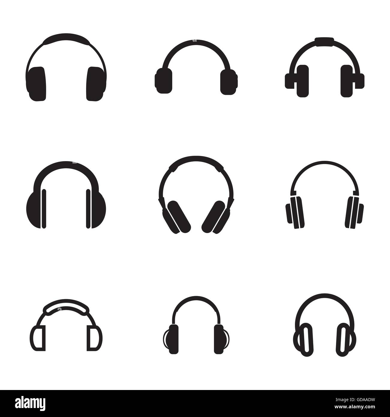 Vector black headphone icons set Stock Vector Image & Art - Alamy