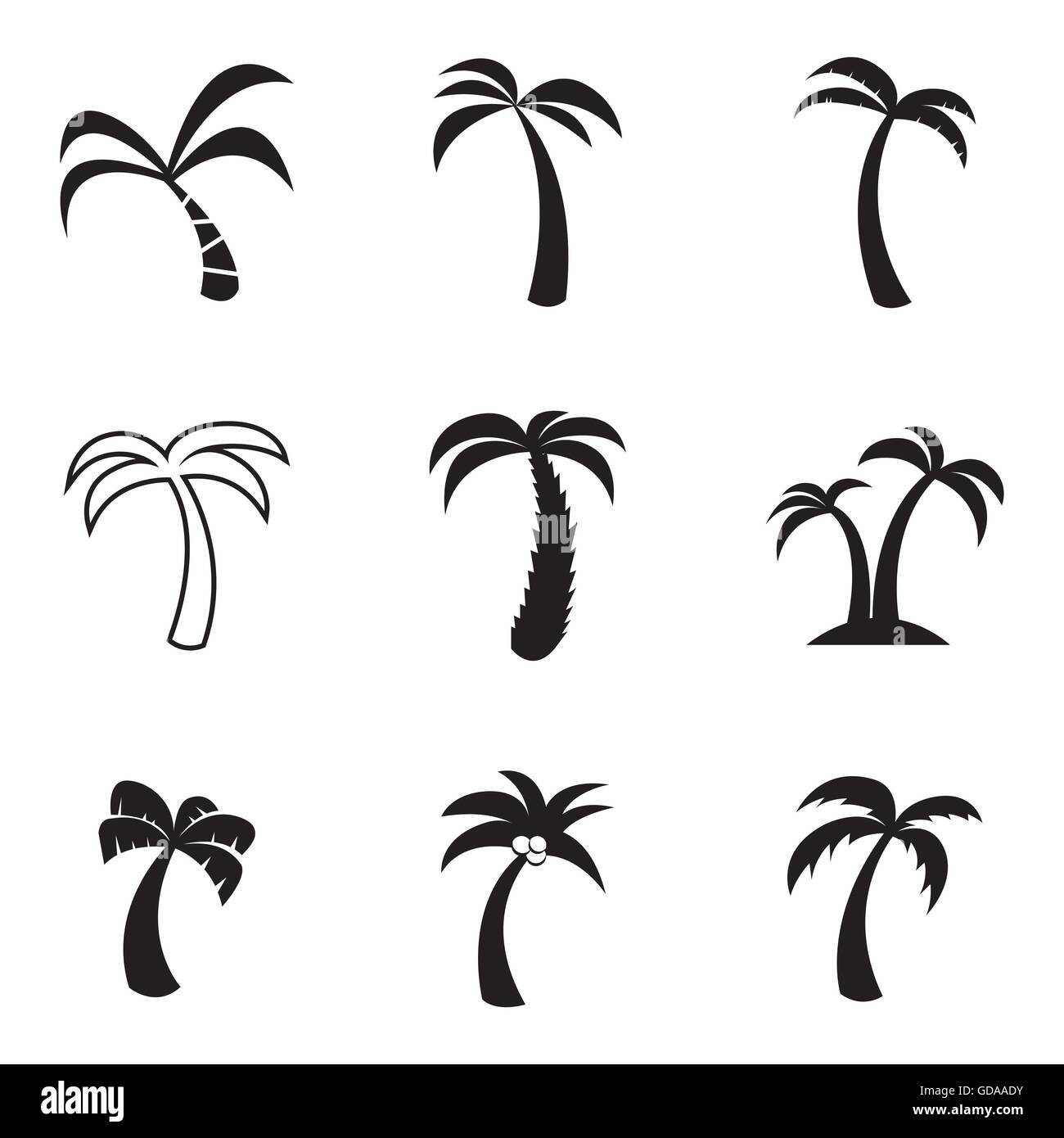 Vector black palm icons set Stock Vector Image & Art - Alamy