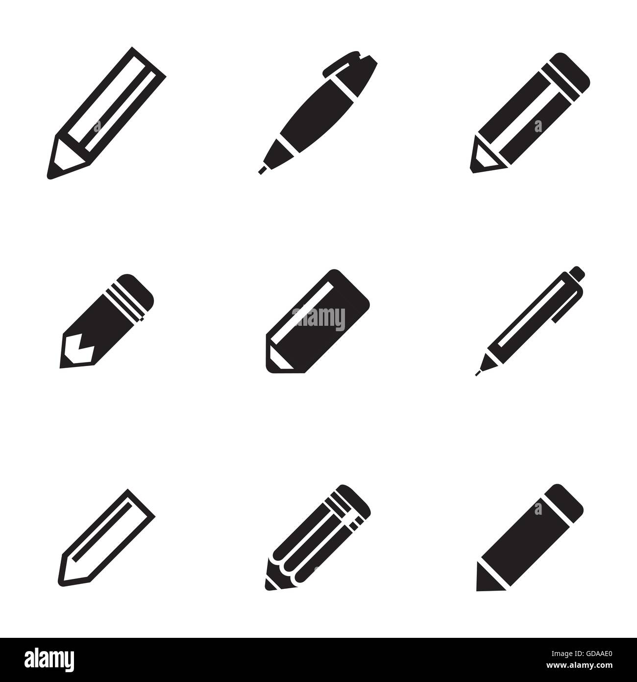 Vector black pencil icons set Stock Vector Image & Art - Alamy