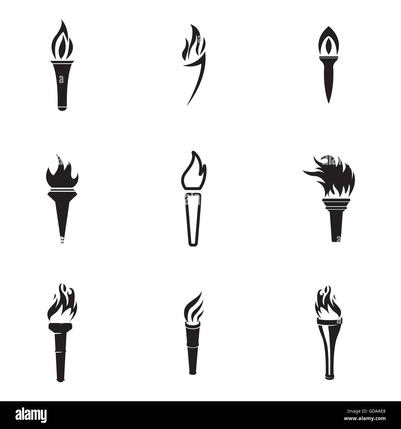Vector black torch icons set Stock Vector Image & Art - Alamy