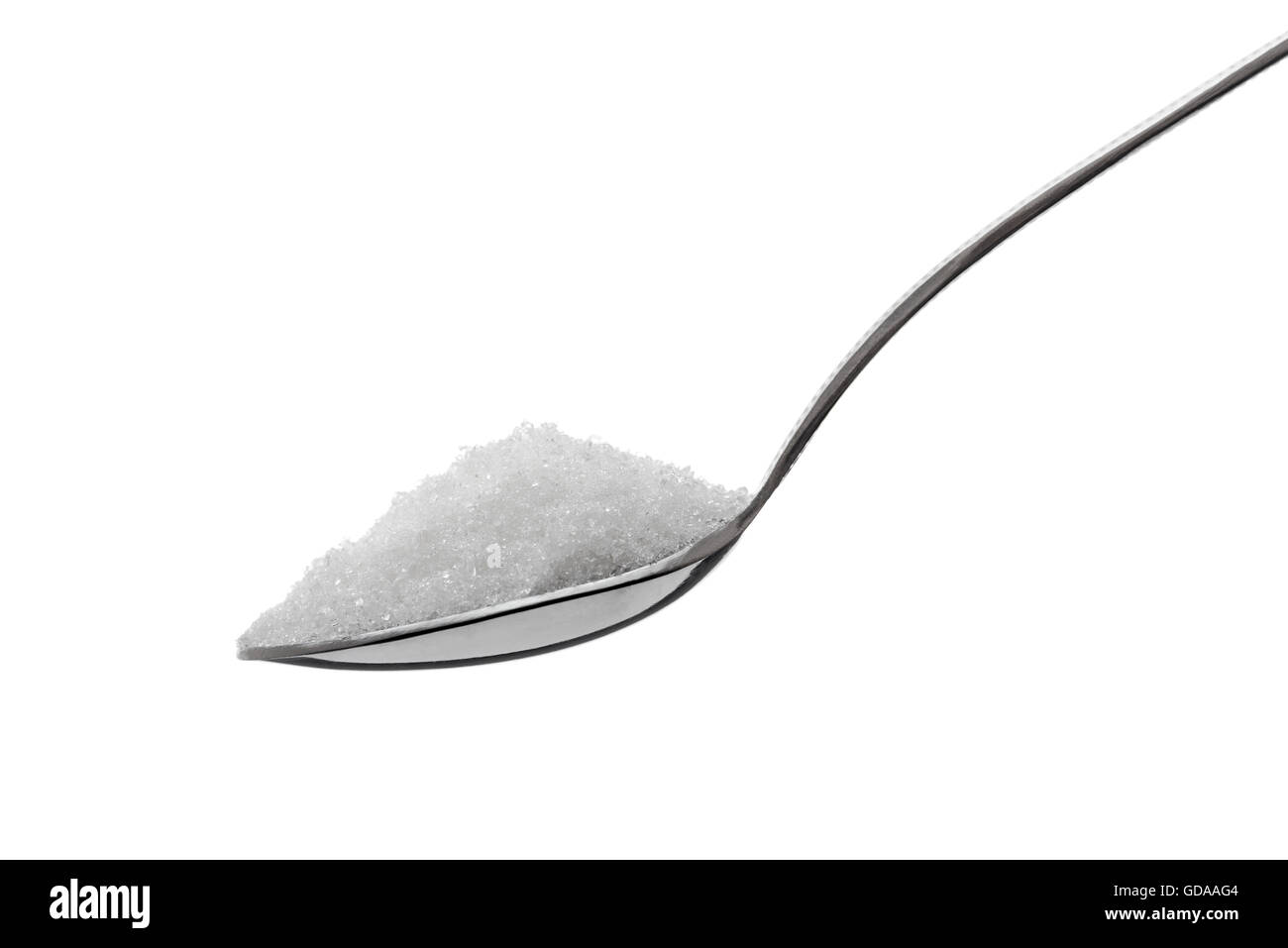 Spoon Full of Sugar Isolated on White Background Stock Photo - Alamy