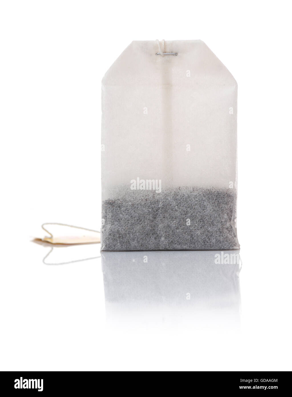 One Teabag with Reflection Isolated on White Background Stock Photo - Alamy