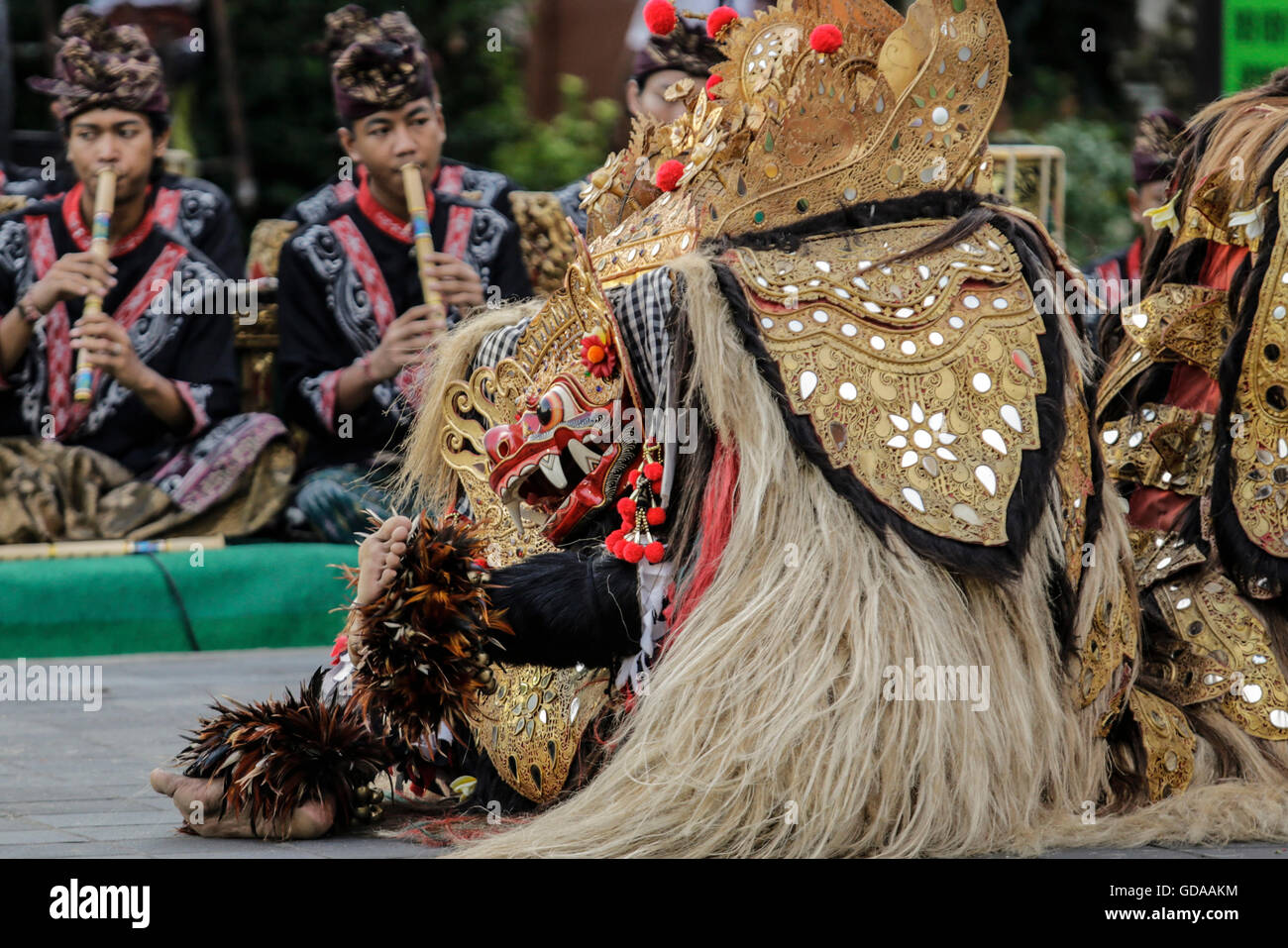 Badung, Indonesia. 14th July, 2016. Artists perform Balinese Barong ...