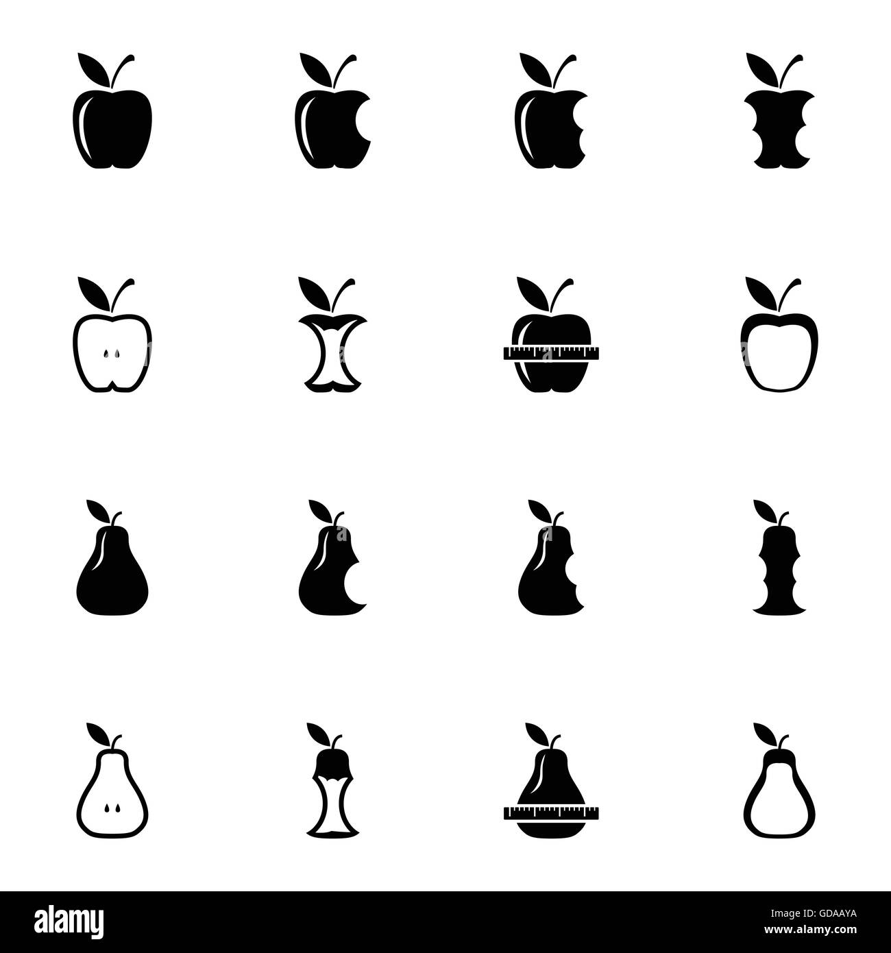 Apples fruit isolated black Black and White Stock Photos & Images - Alamy