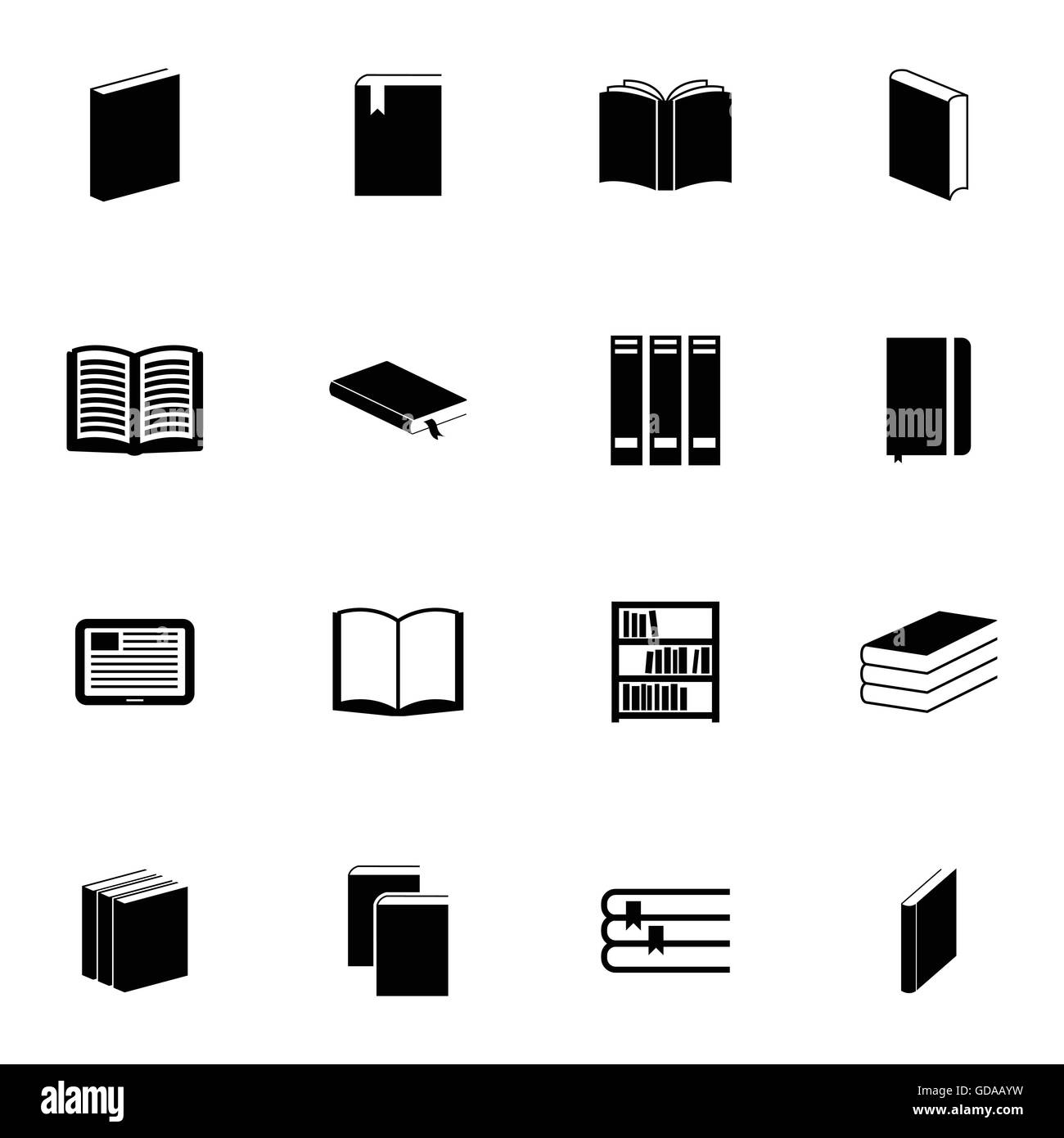 Vector black book icons set Stock Vector Image & Art - Alamy
