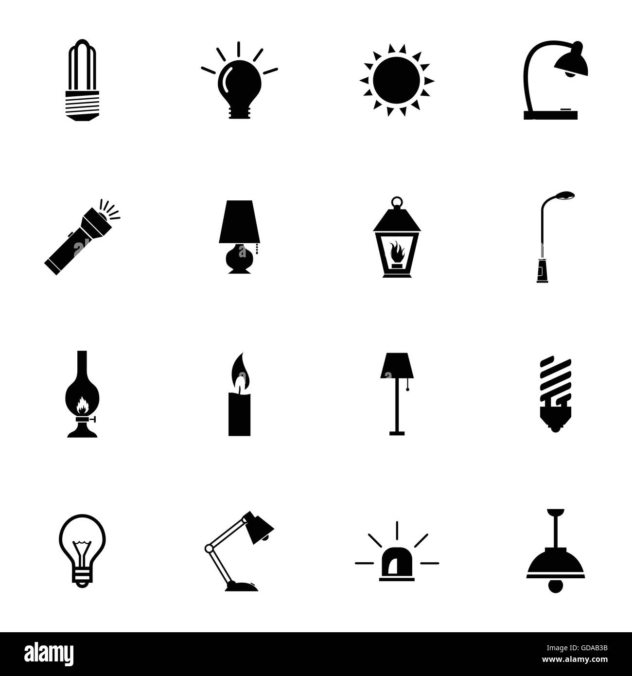 Vector black light icons set Stock Vector Image & Art - Alamy