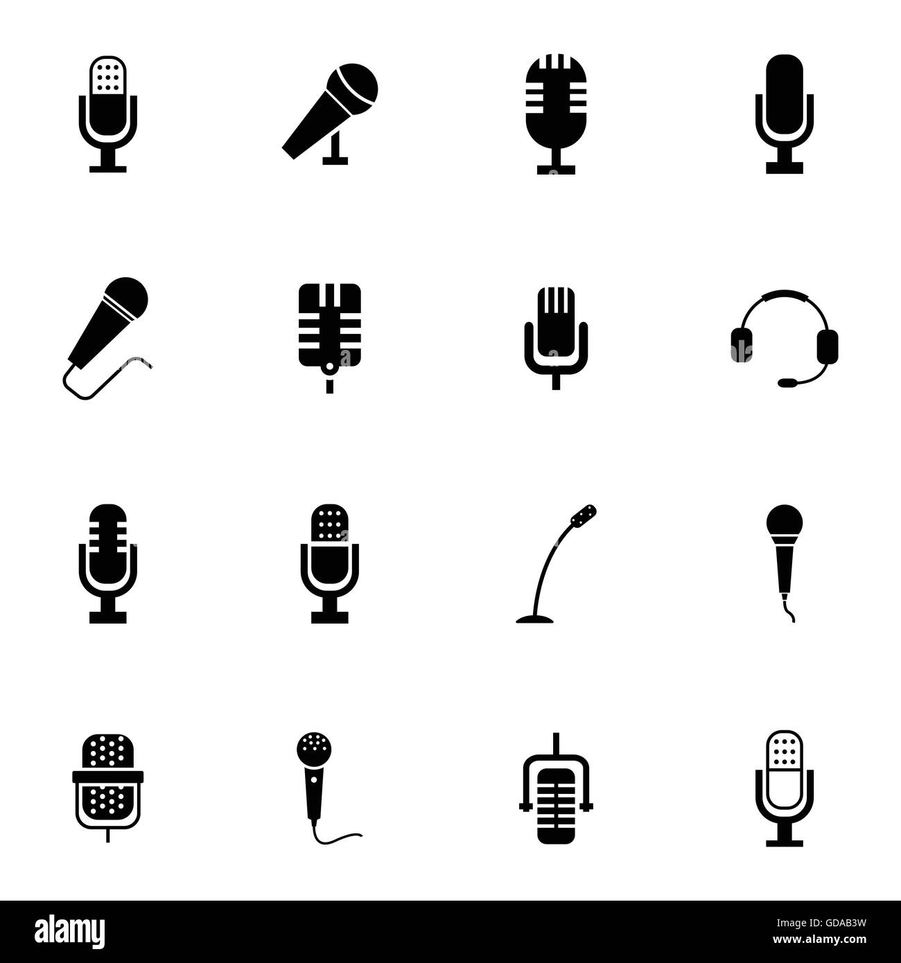 Vector black microphone icons set Stock Vector Image & Art - Alamy