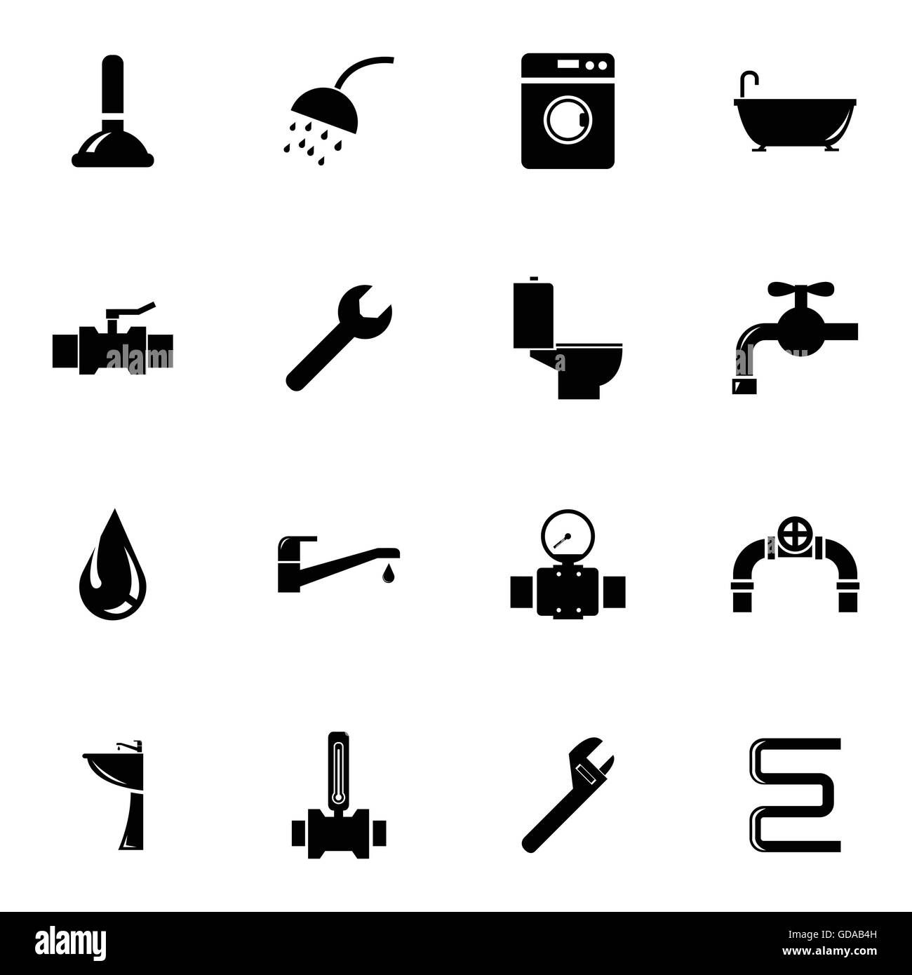 Vector black plumbing icons set Stock Vector Image & Art - Alamy