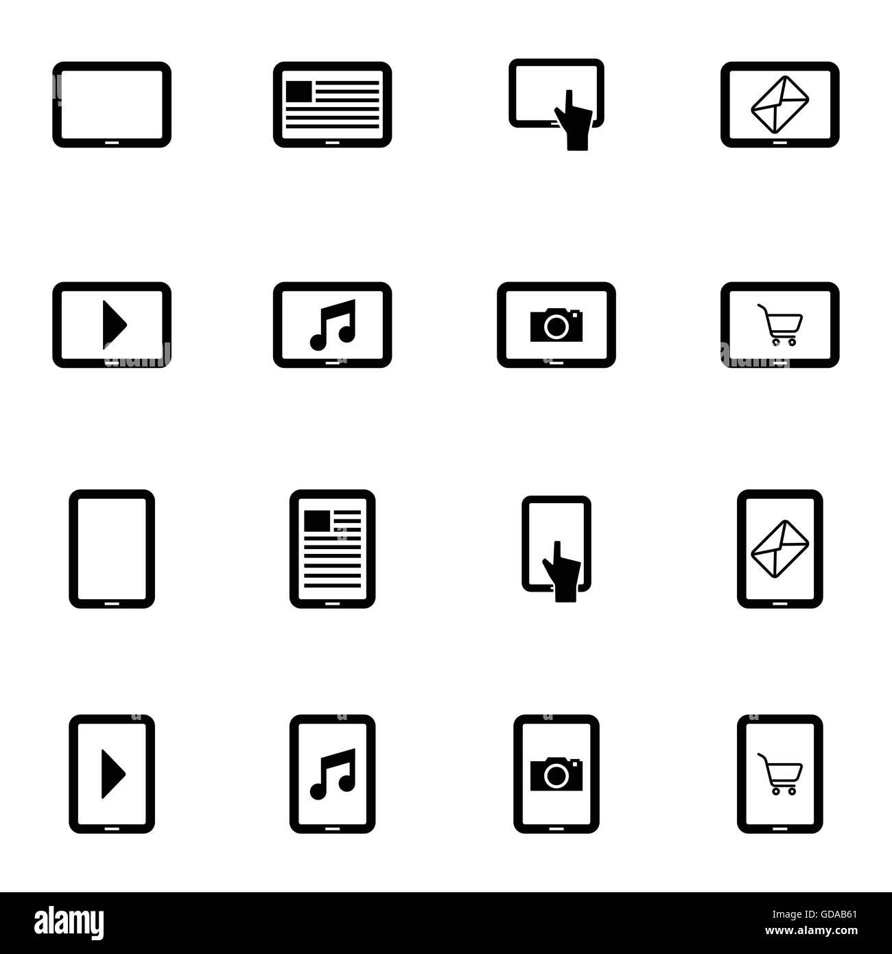 Vector black tablet icons set Stock Vector Image & Art - Alamy