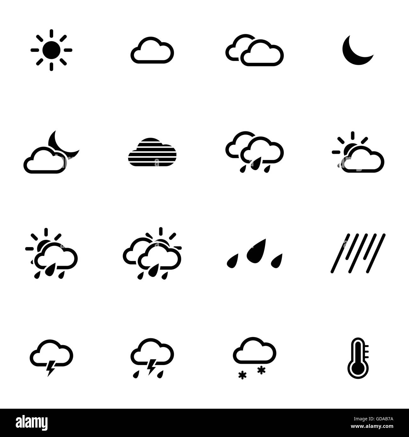 Vector black weather icons set Stock Vector Image & Art - Alamy