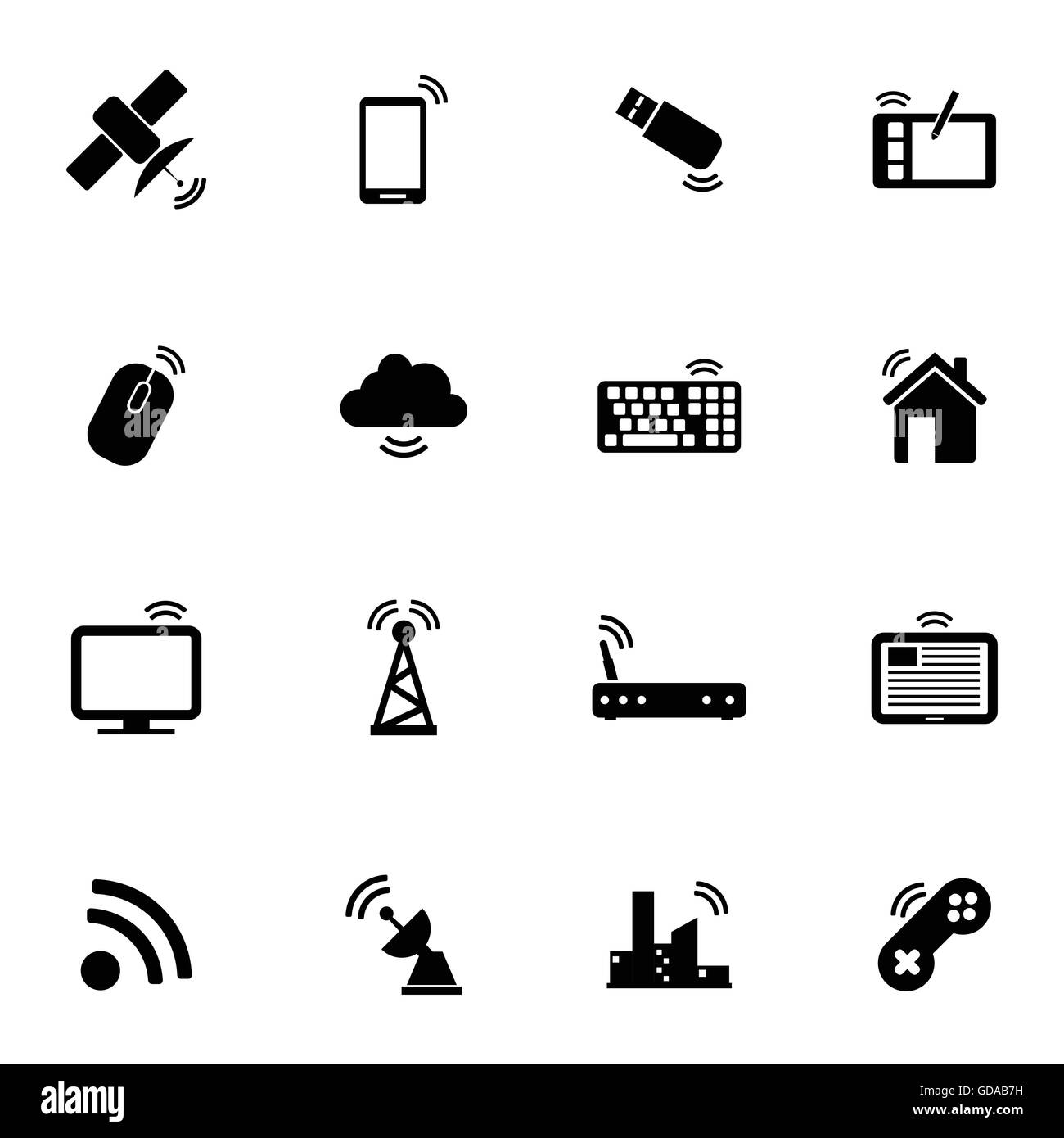 Vector black wireless icons set Stock Vector Image & Art - Alamy