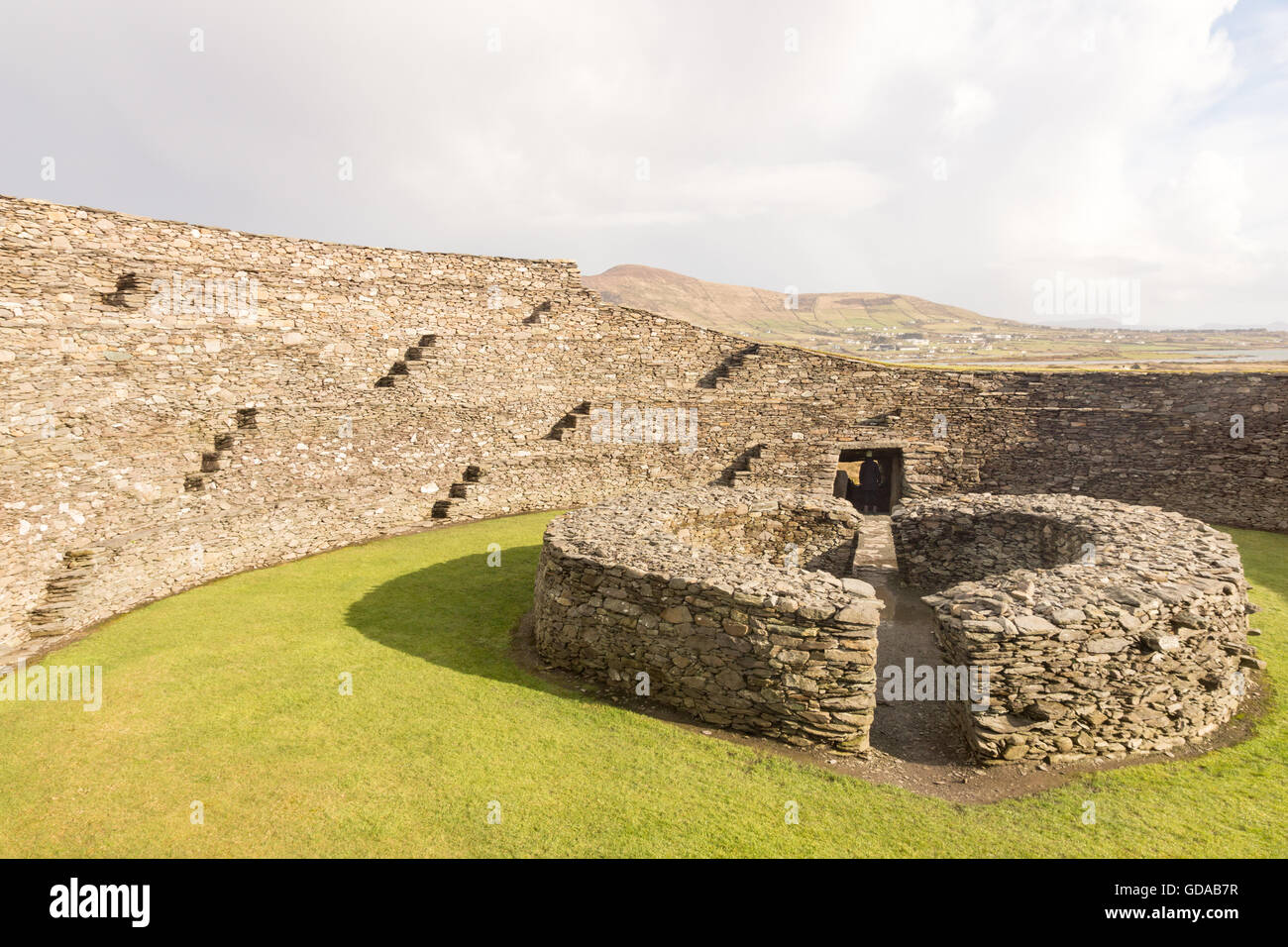 Ireland, Kerry, County Kerry, Cahergall Stonefort is a restored ice-age ...