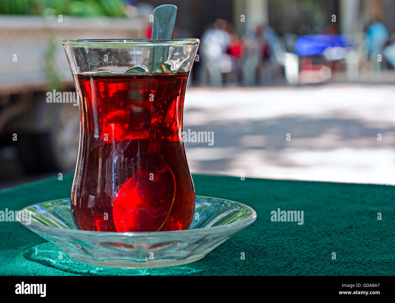 A glass of Turkish tea in an outdoor cafe Stock Photo - Alamy