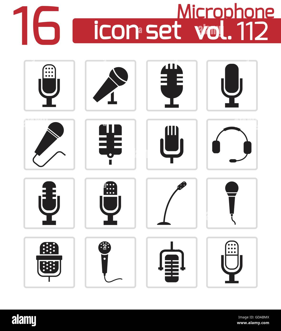 Vector black microphone icons set Stock Vector Image & Art - Alamy
