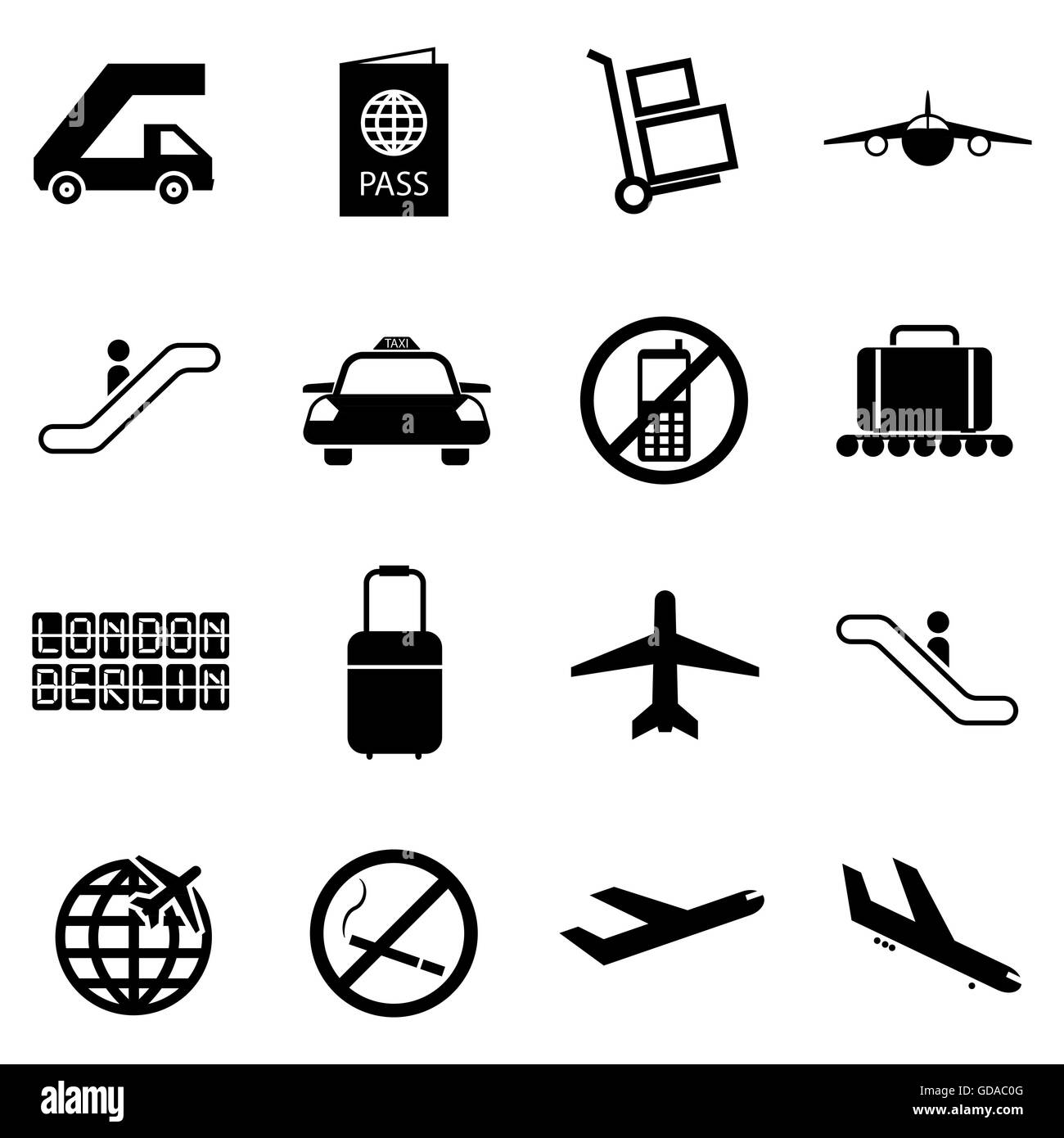 Vector black airport icons set Stock Vector Image & Art - Alamy