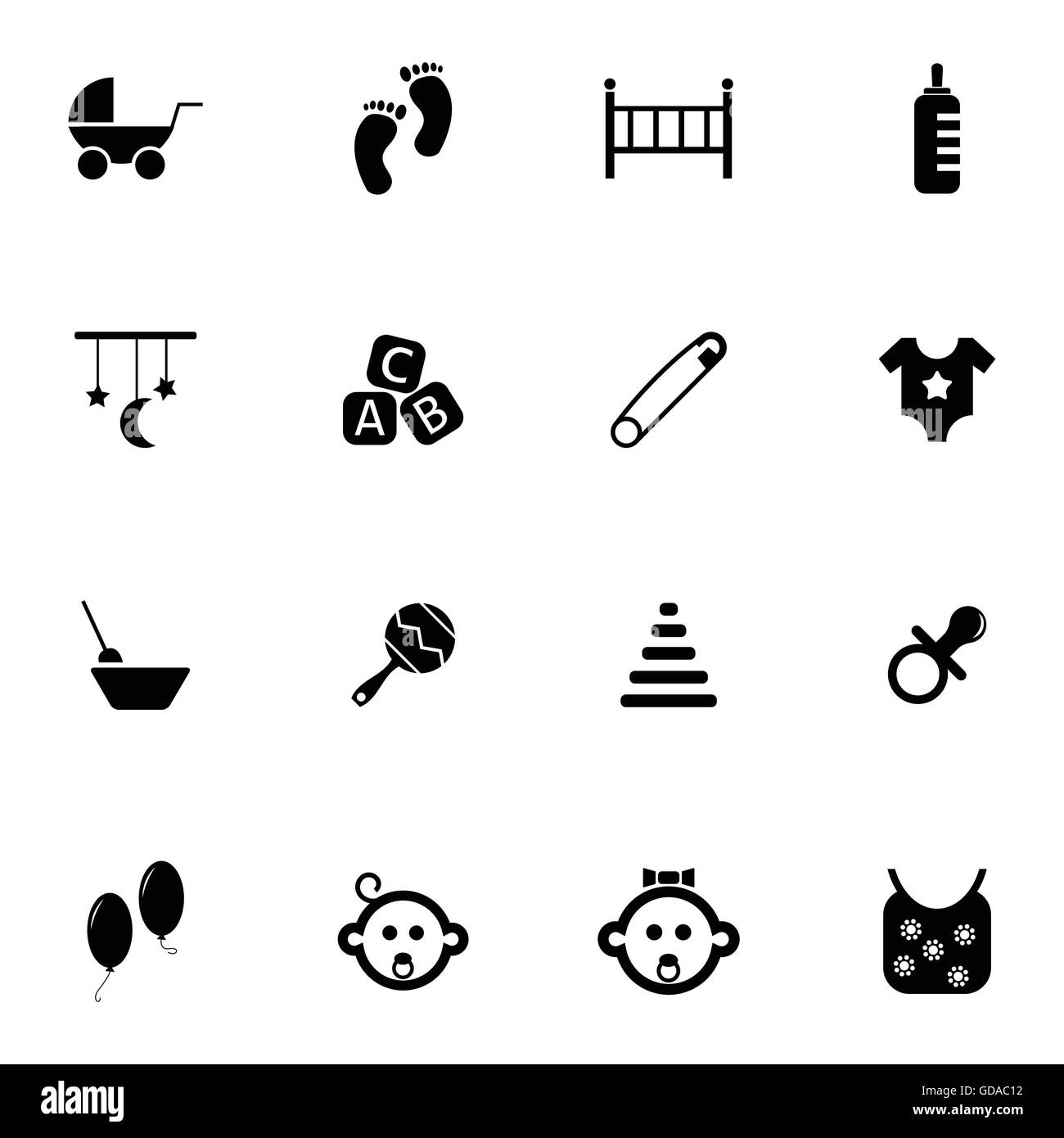 Vector black baby icons set Stock Vector Image & Art - Alamy