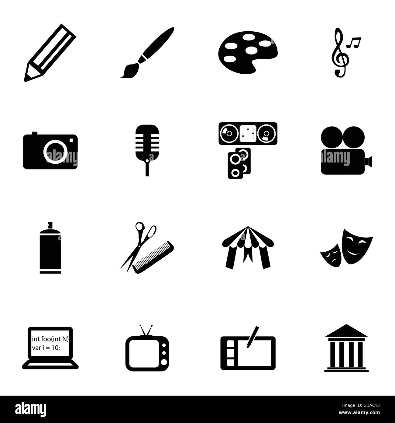 Vector black art icons set Stock Vector Image & Art - Alamy