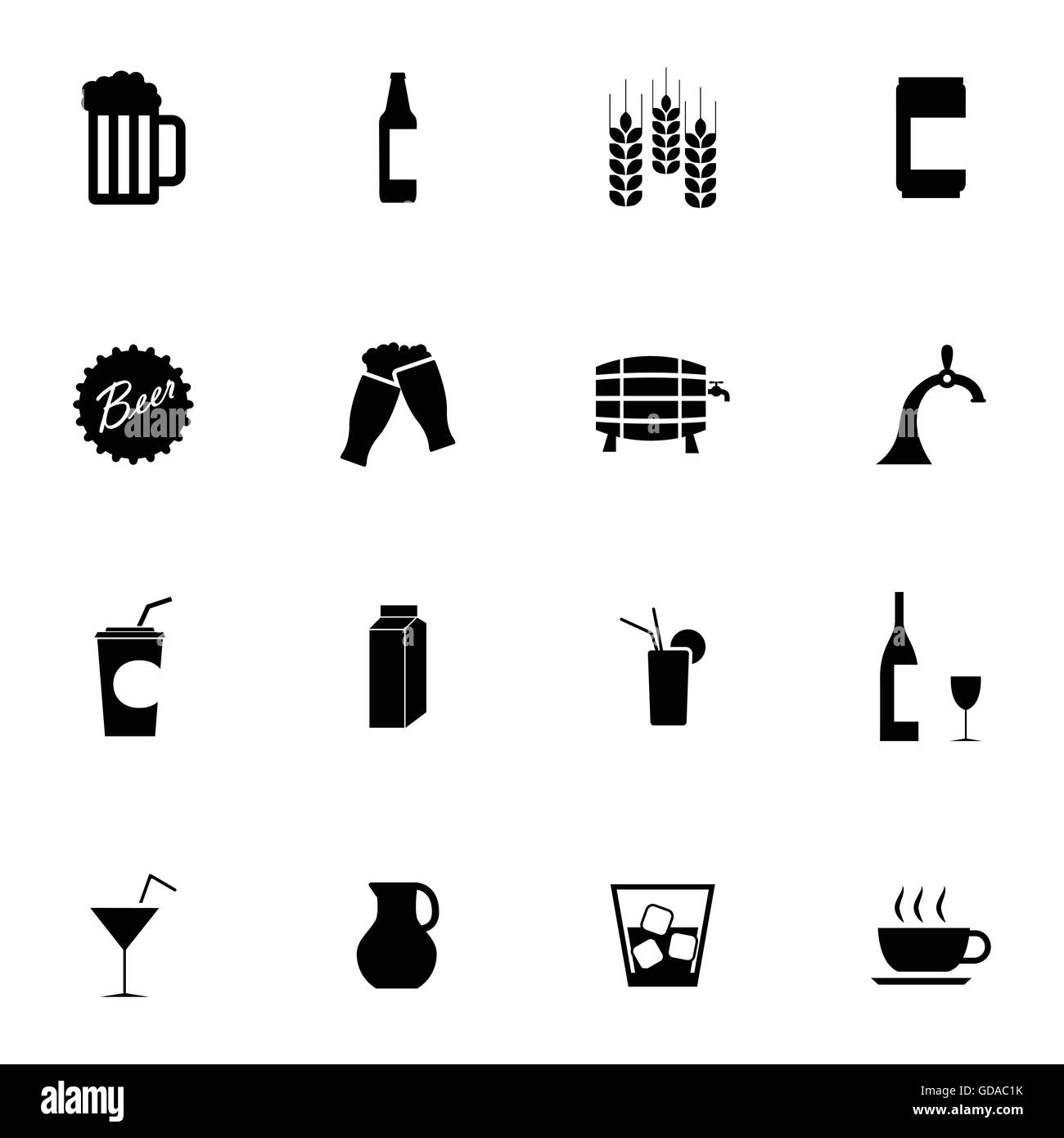 Vector black beer and beverage icons set Stock Vector Image & Art - Alamy
