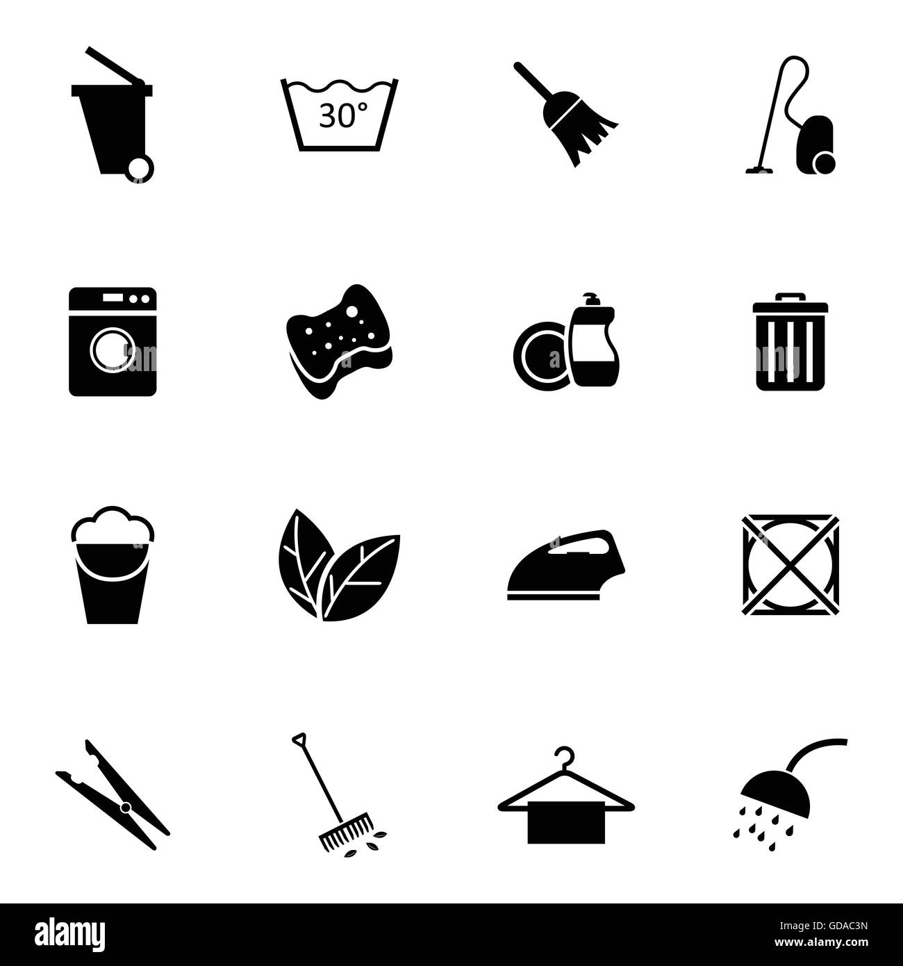 Vector black cleaning icons set Stock Vector Image & Art - Alamy