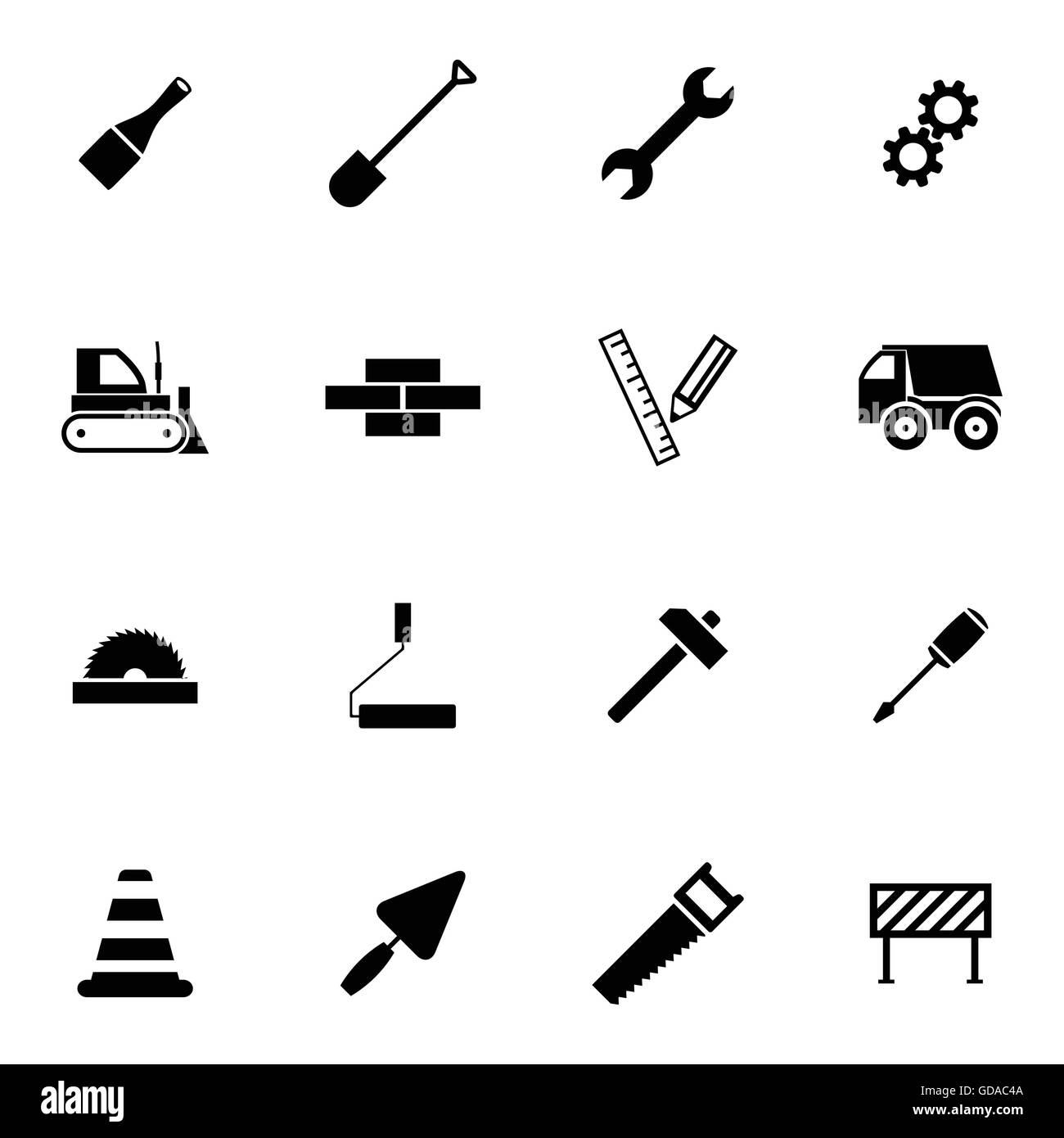 Vector black construction icons set Stock Vector Image & Art - Alamy