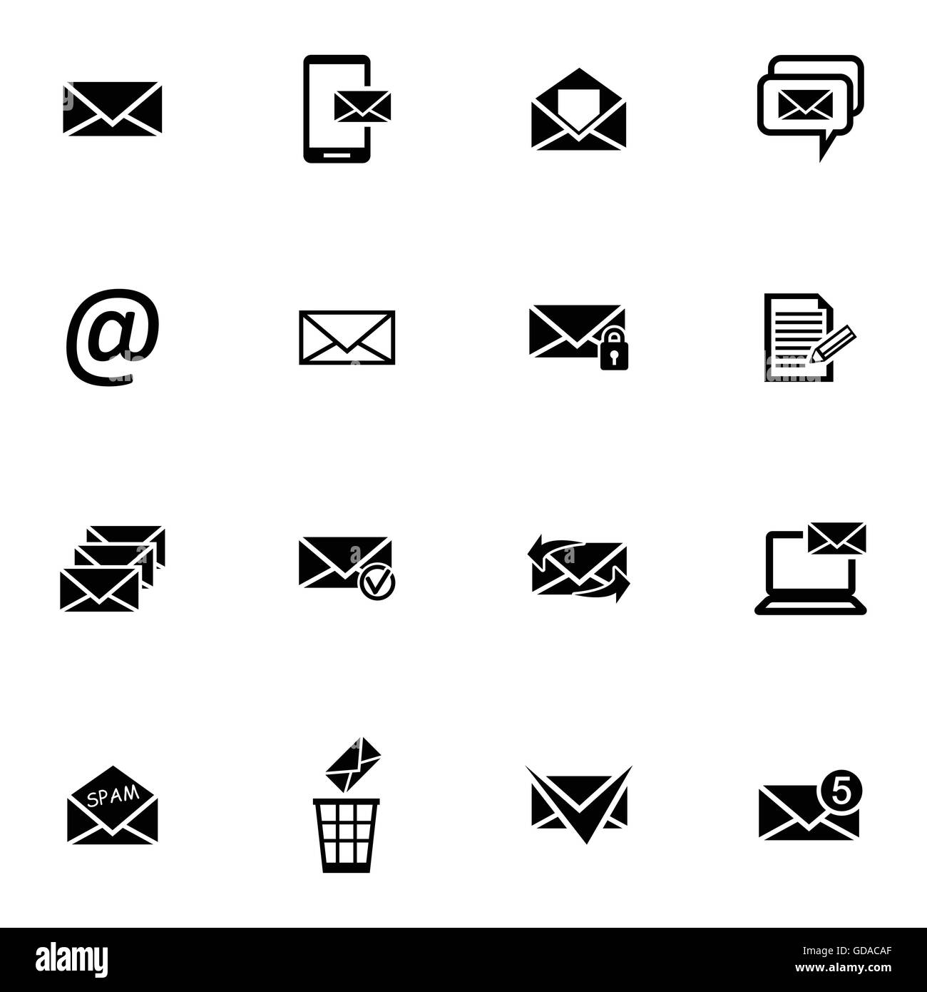 Vector black email icons set Stock Vector Image & Art - Alamy