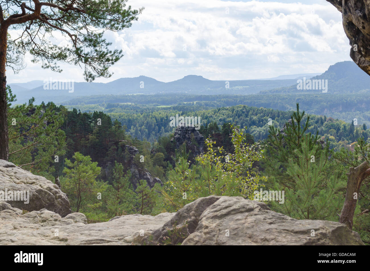 Germany, Saxony, Saxon Switzerland, natural landscape from above, hike ...