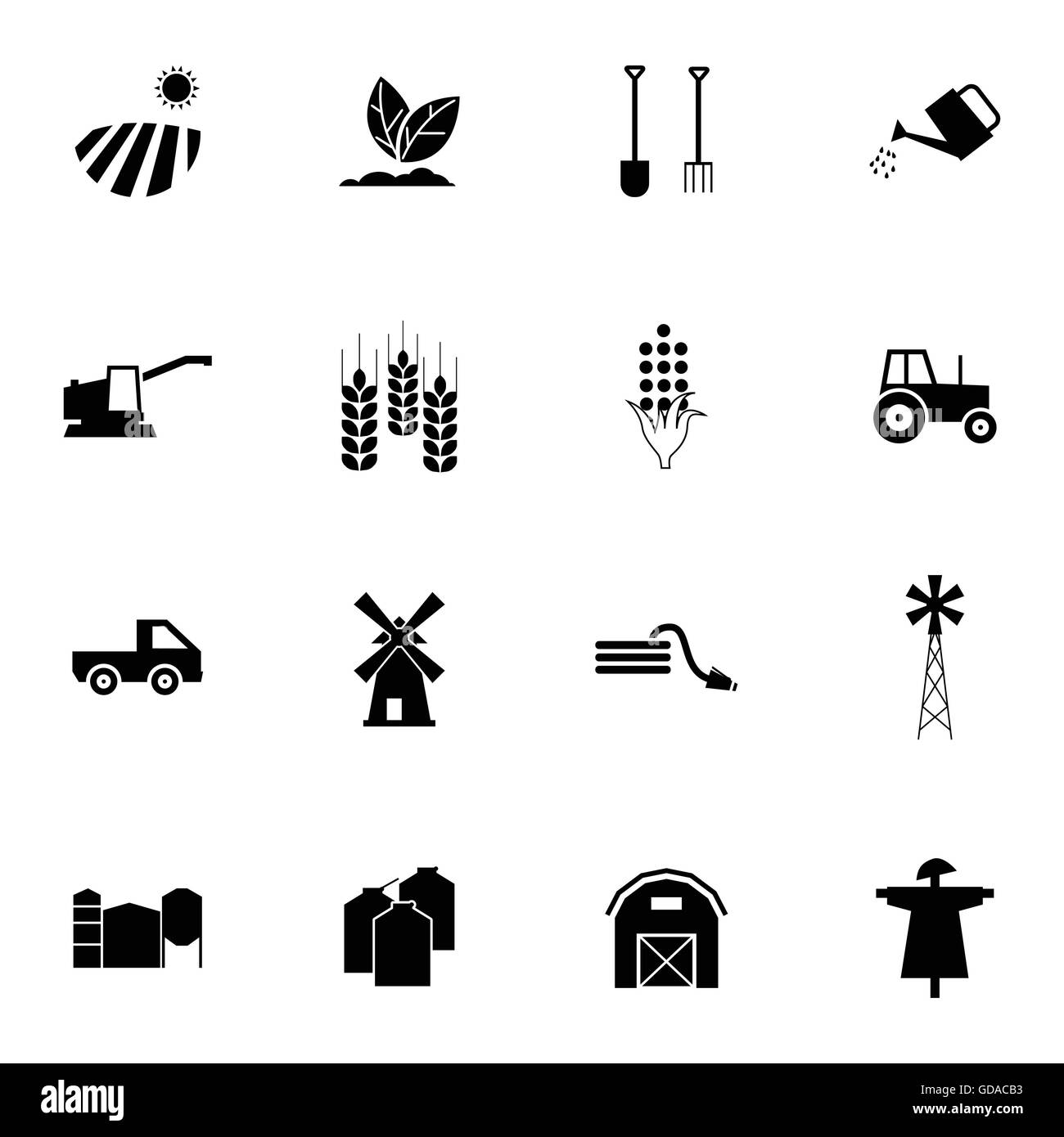 Vector black farming icons set Stock Vector Image & Art - Alamy