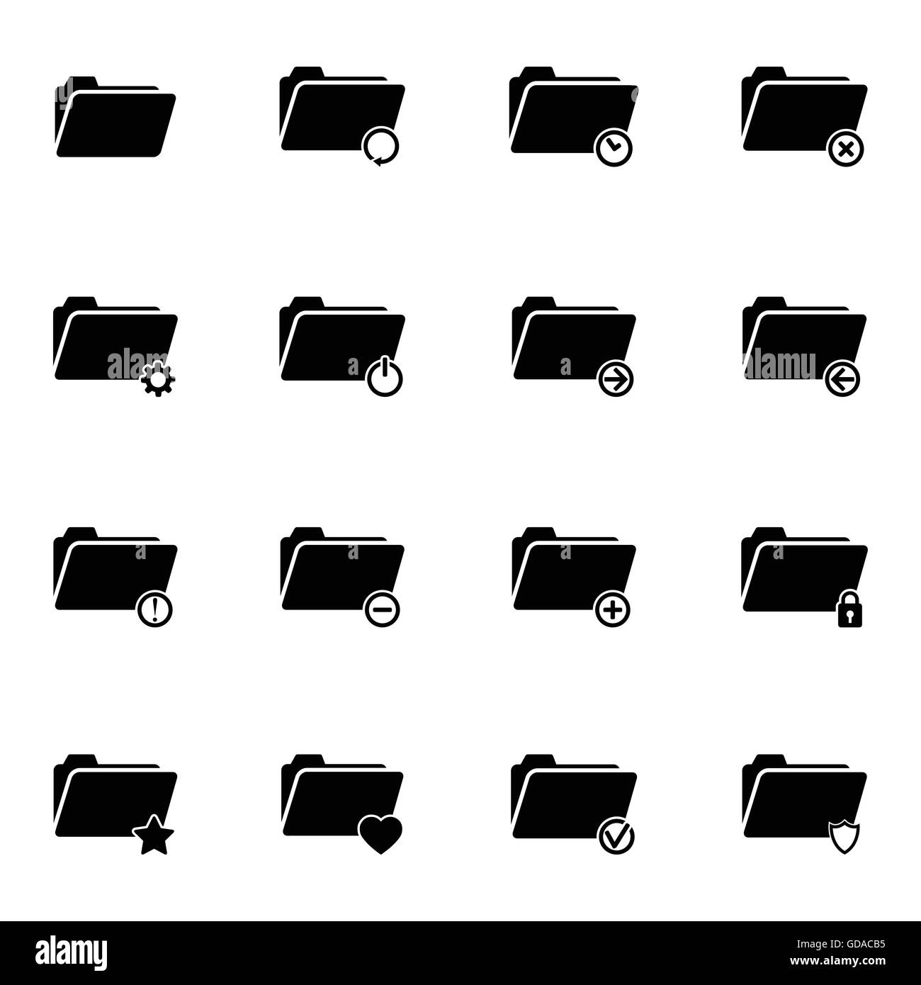 Vector black folder icons set Stock Vector Image & Art - Alamy