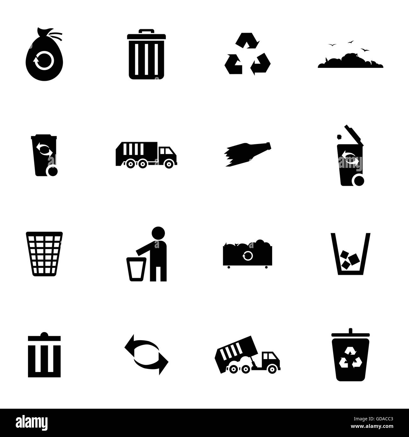 Vector black garbage icons set Stock Vector Image & Art - Alamy