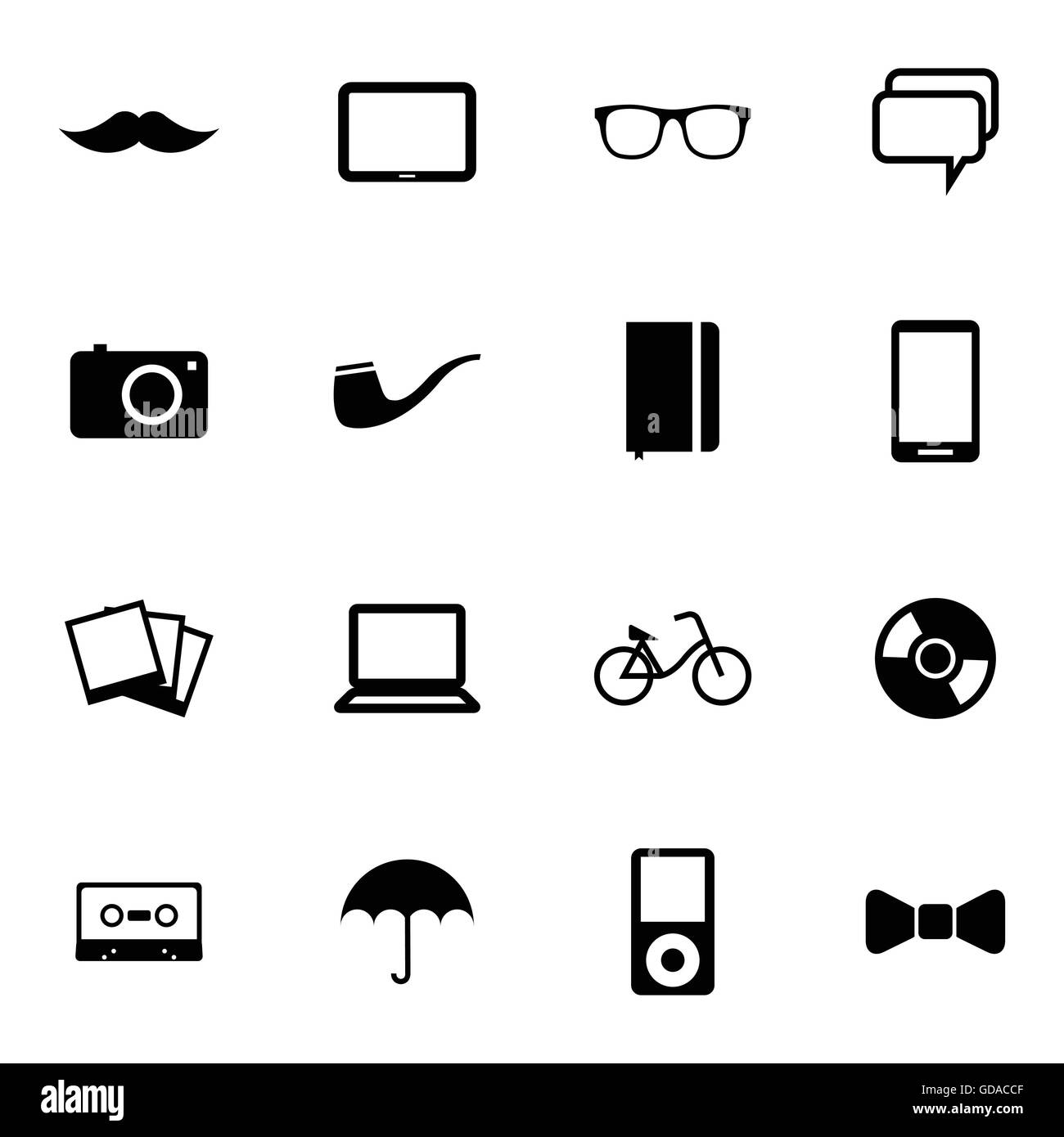 Vector black hipster icons set Stock Vector Image & Art - Alamy
