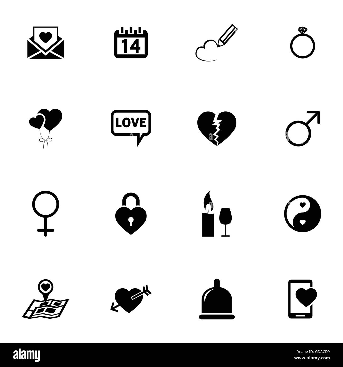 Vector black love icons set Stock Vector Image & Art - Alamy