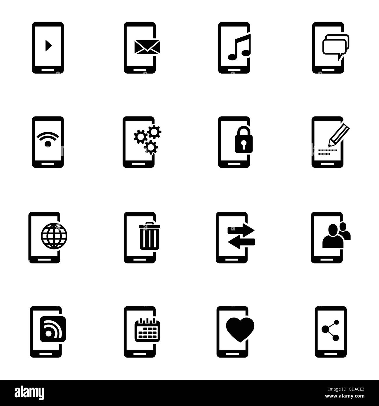Vector black mobile icons set Stock Vector Image & Art - Alamy