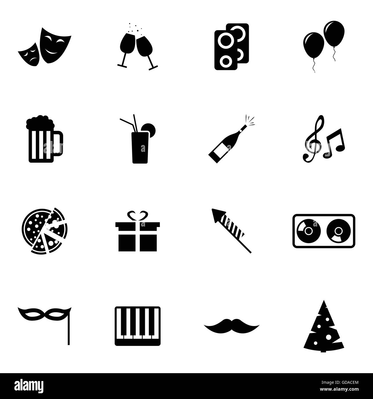 Vector black party icons set Stock Vector Image & Art - Alamy
