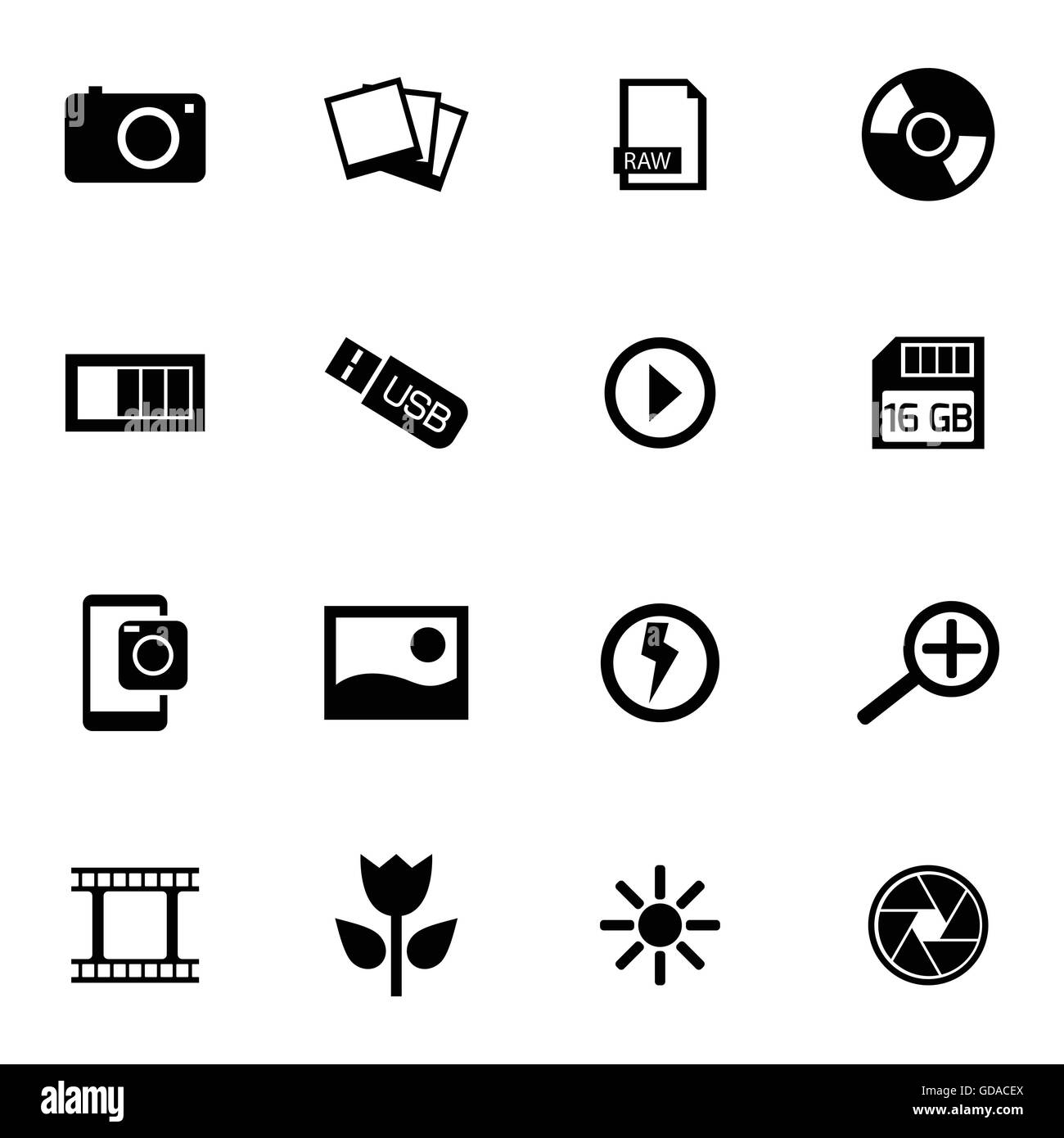 Vector black photo icon set Stock Vector Image & Art - Alamy