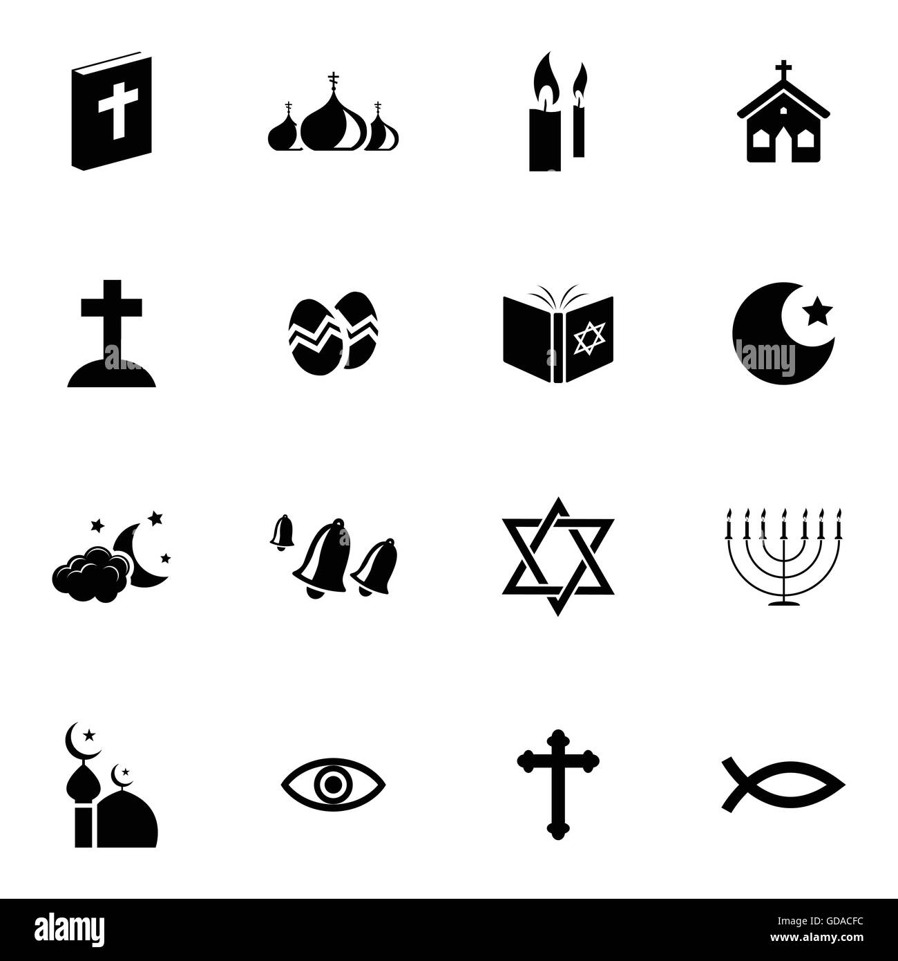 Vector black religion icons set Stock Vector Image & Art - Alamy