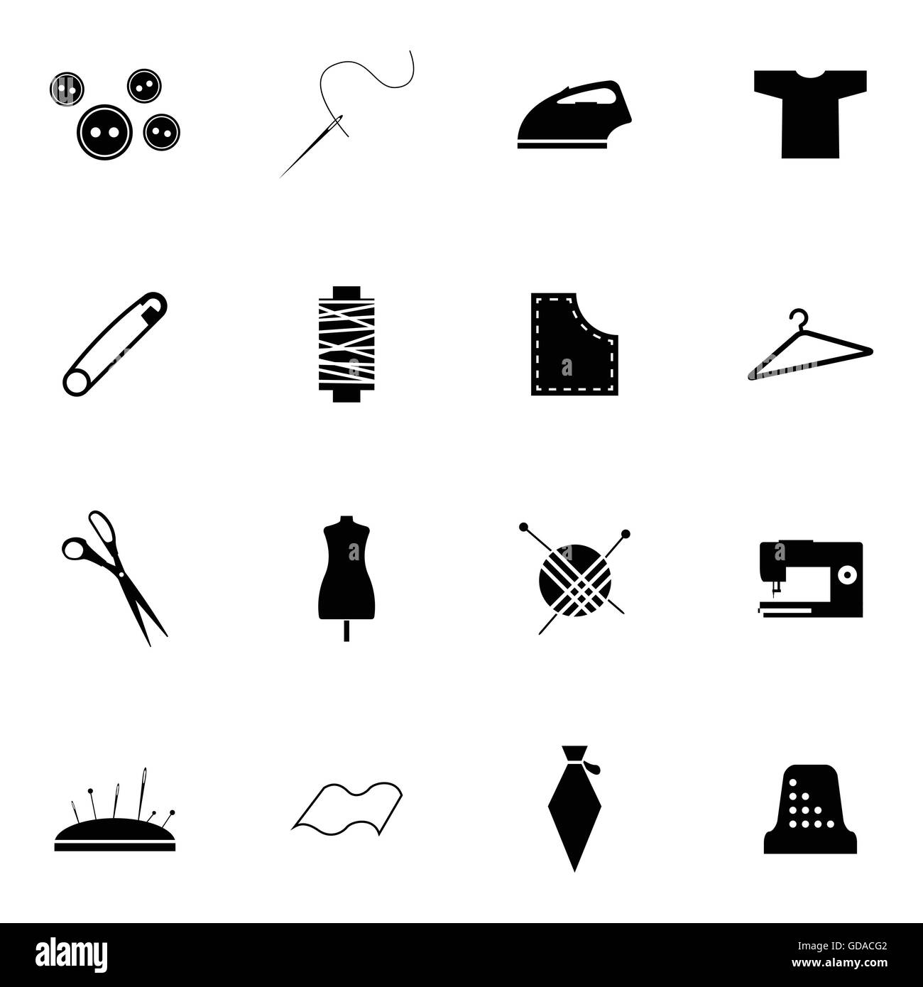 Vector black sewing icons set Stock Vector Image & Art - Alamy