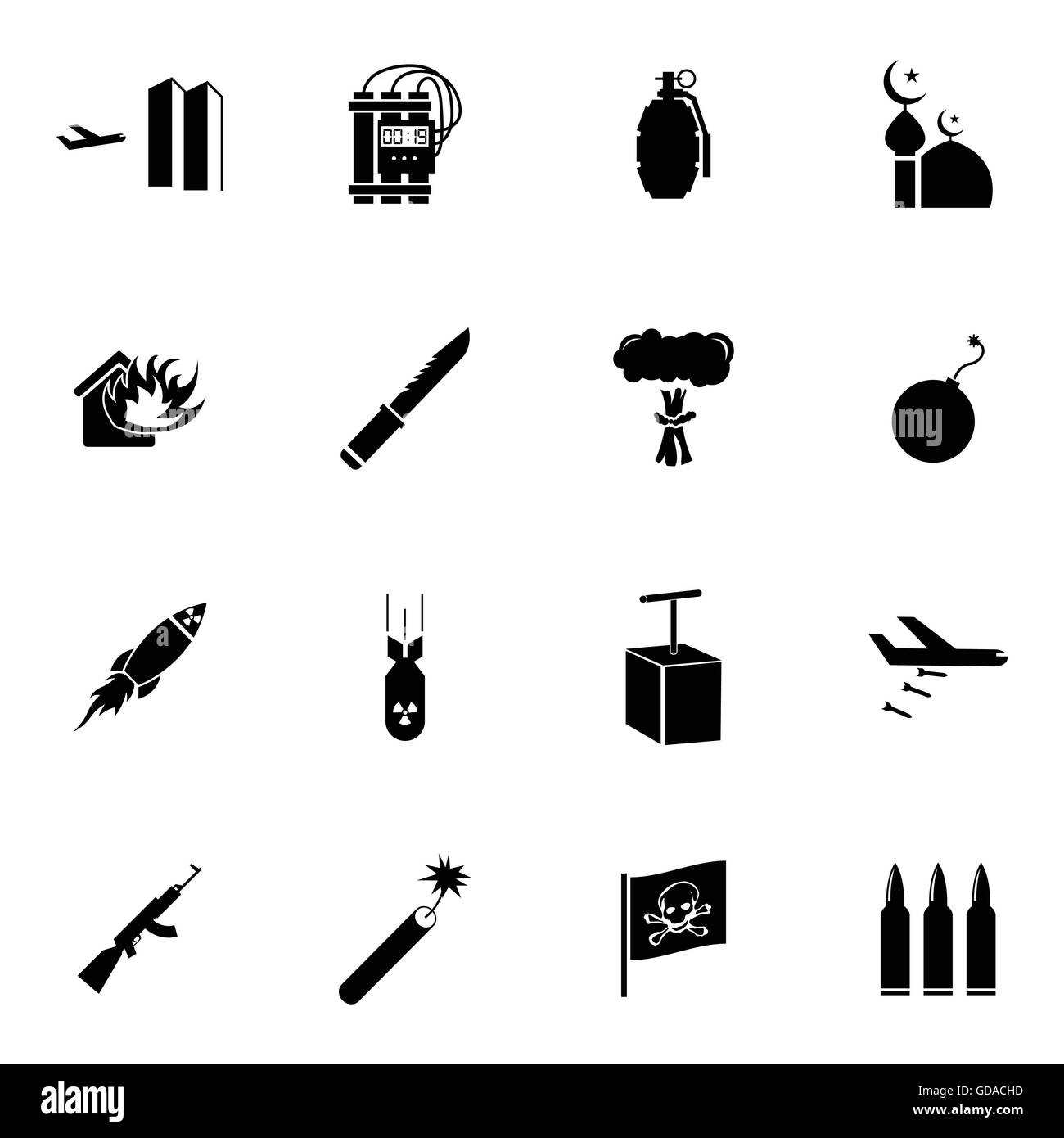 Vector black terrorism icons set Stock Vector Image & Art - Alamy