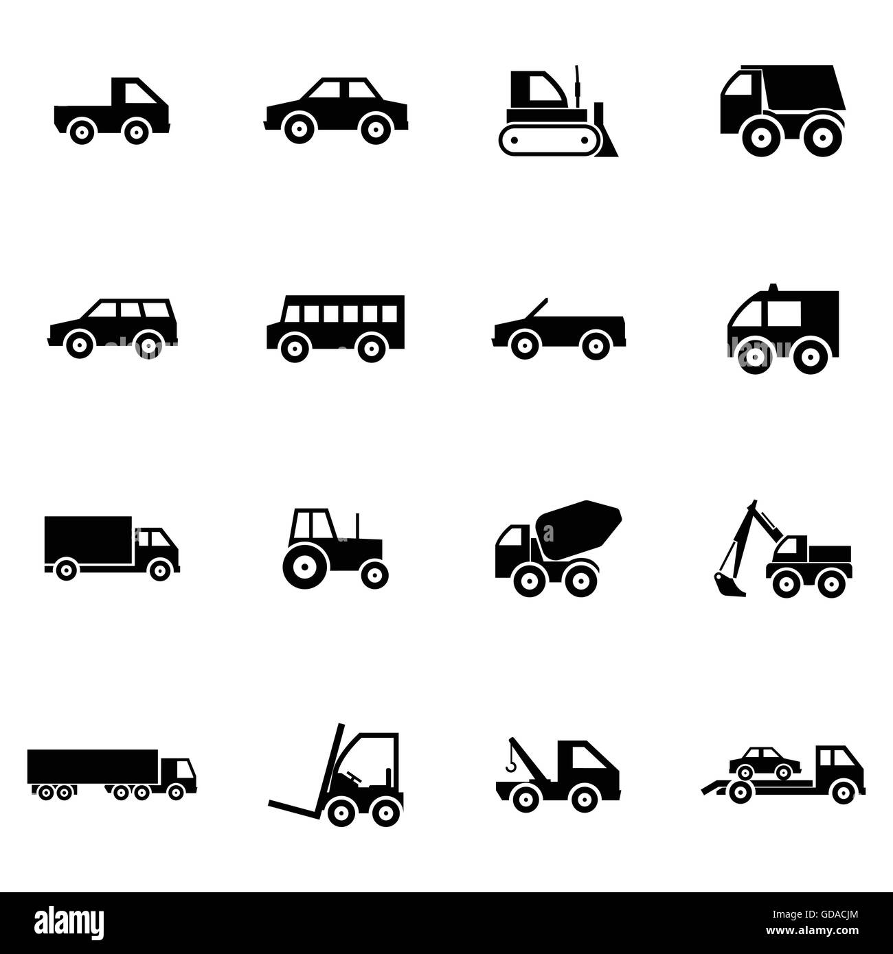 Vector black vehicle icons set Stock Vector Image & Art - Alamy