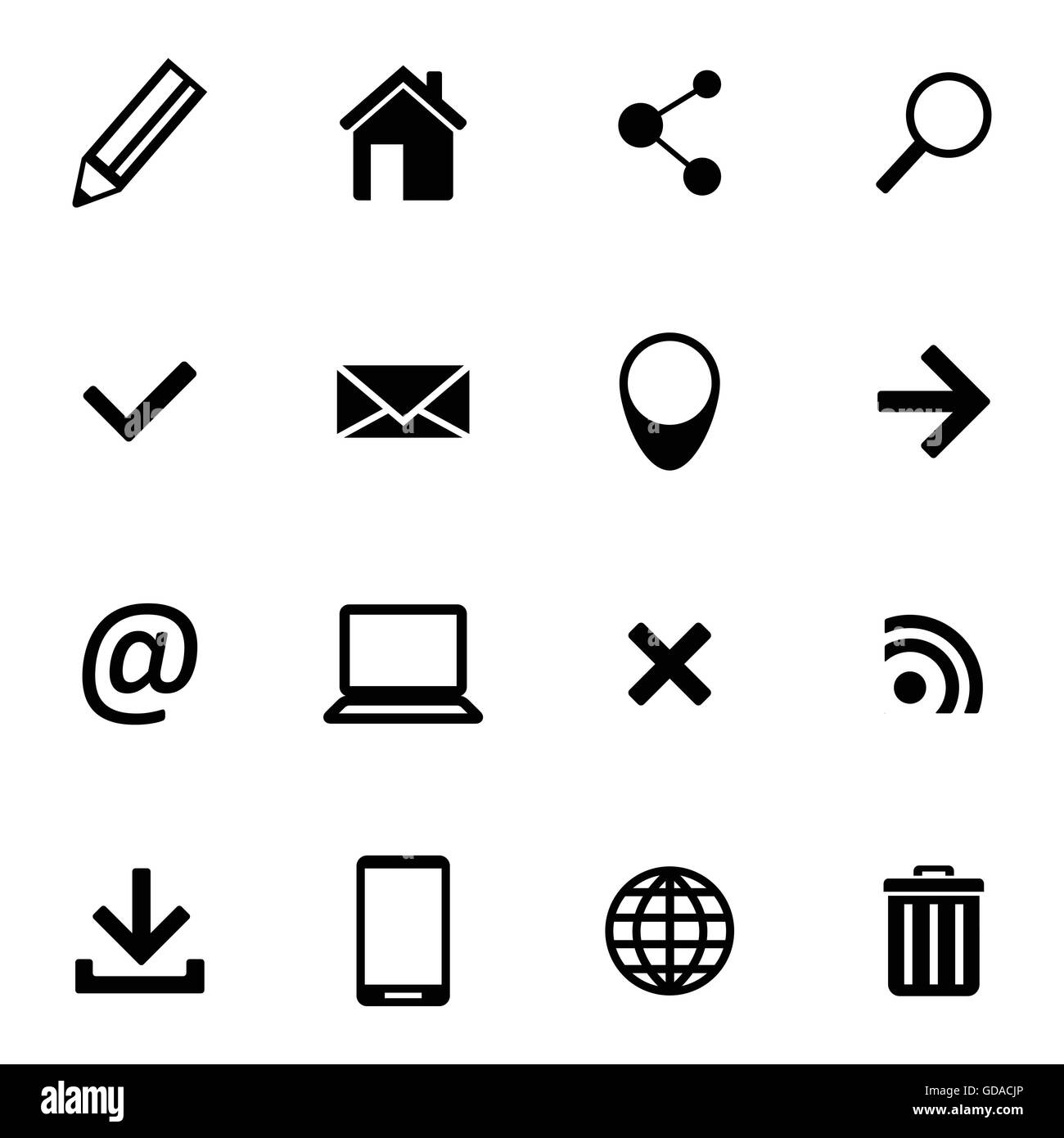Vector black web icons set Stock Vector Image & Art - Alamy