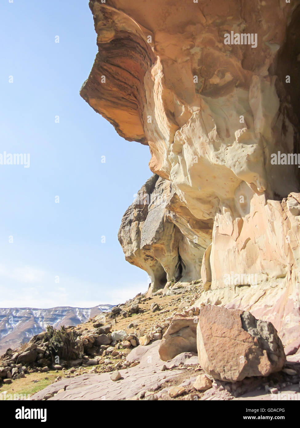 Lesotho, Thaba-Tseka, Drakensberg Mountains, Steep Rock Face Stock ...