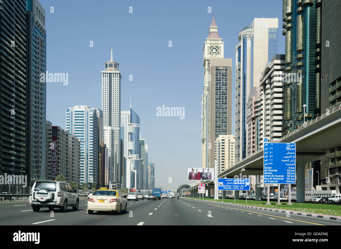 United Arab Emirates, Dubai, road traffic on the highway Stock Photo ...