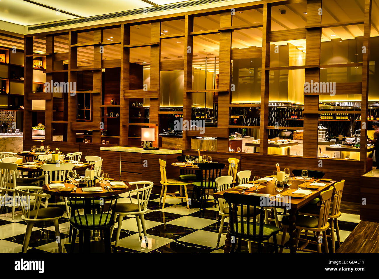 beatiful interior of restaurant with tables and chairs Stock Photo - Alamy