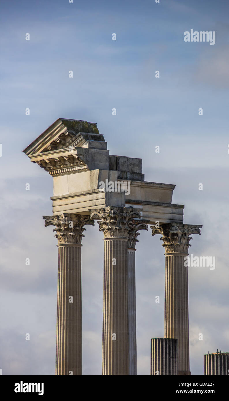 Old roman pillars in the archeological park of Xanten, Germany Stock ...