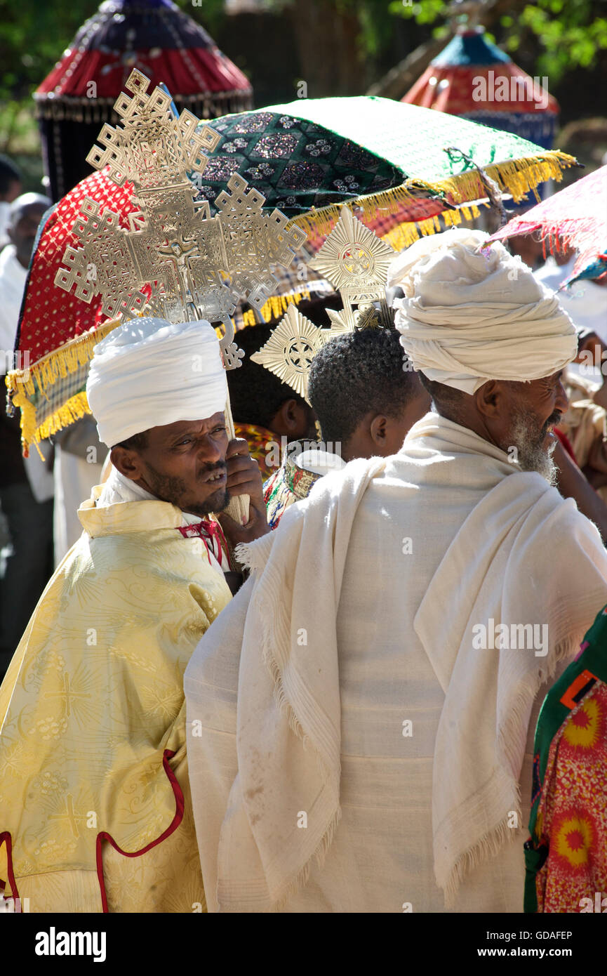 Robed priests with processional crosses, Easter, Axum Stock Photo - Alamy
