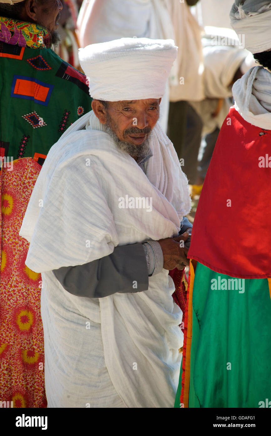 Ethiopian orthodox Christian priest at a funeral, Axum, Tigray ...
