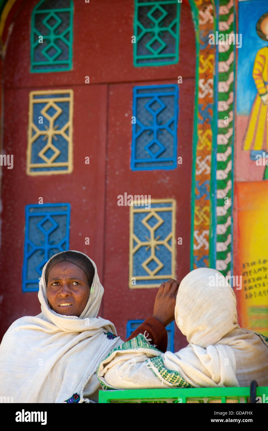 Christian pilgrims at Enda Iyesus Church, Axum. Aksum. Ethiopia Stock ...