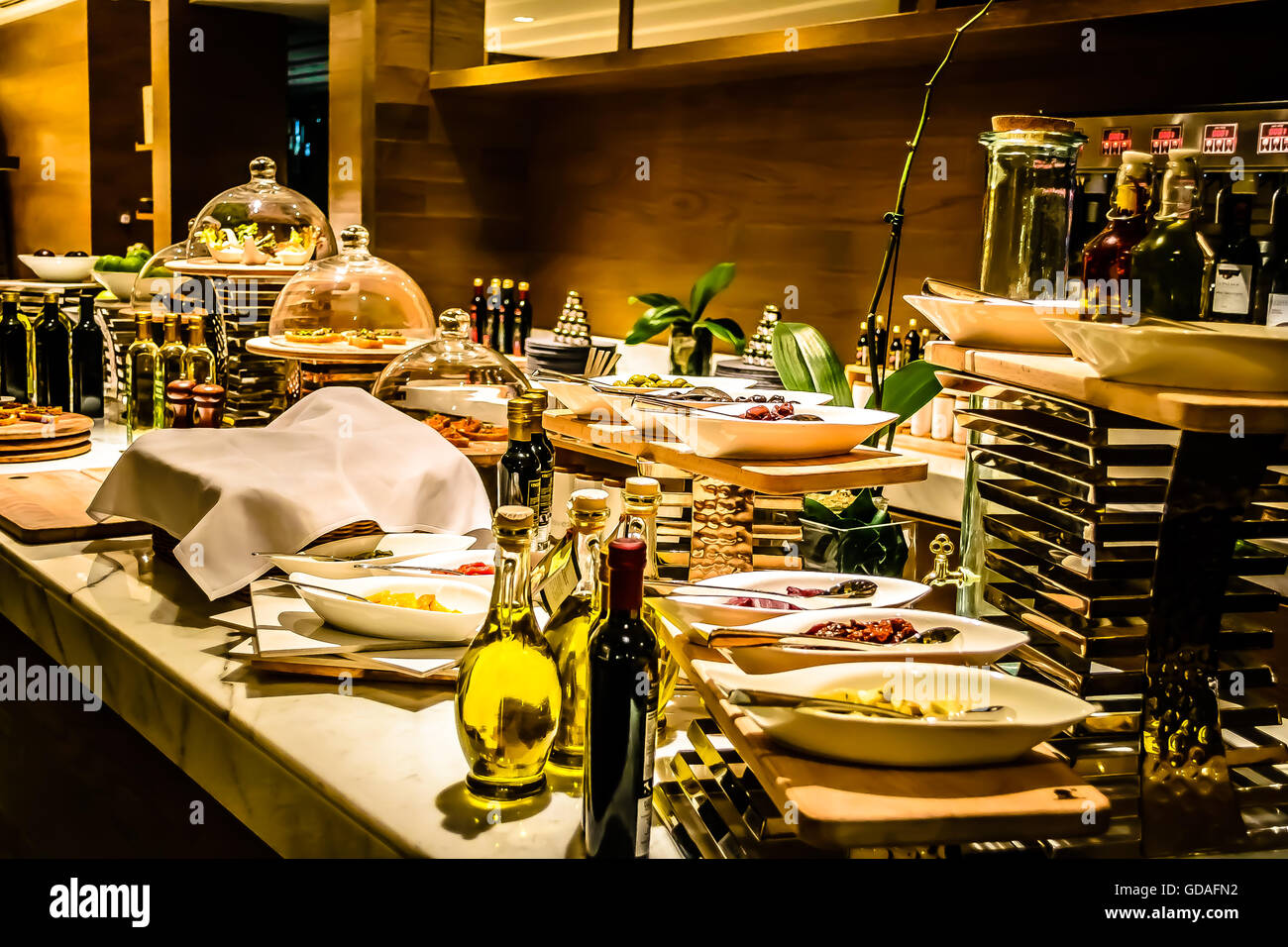 Italian antipasto buffet in italian restaurant Stock Photo - Alamy