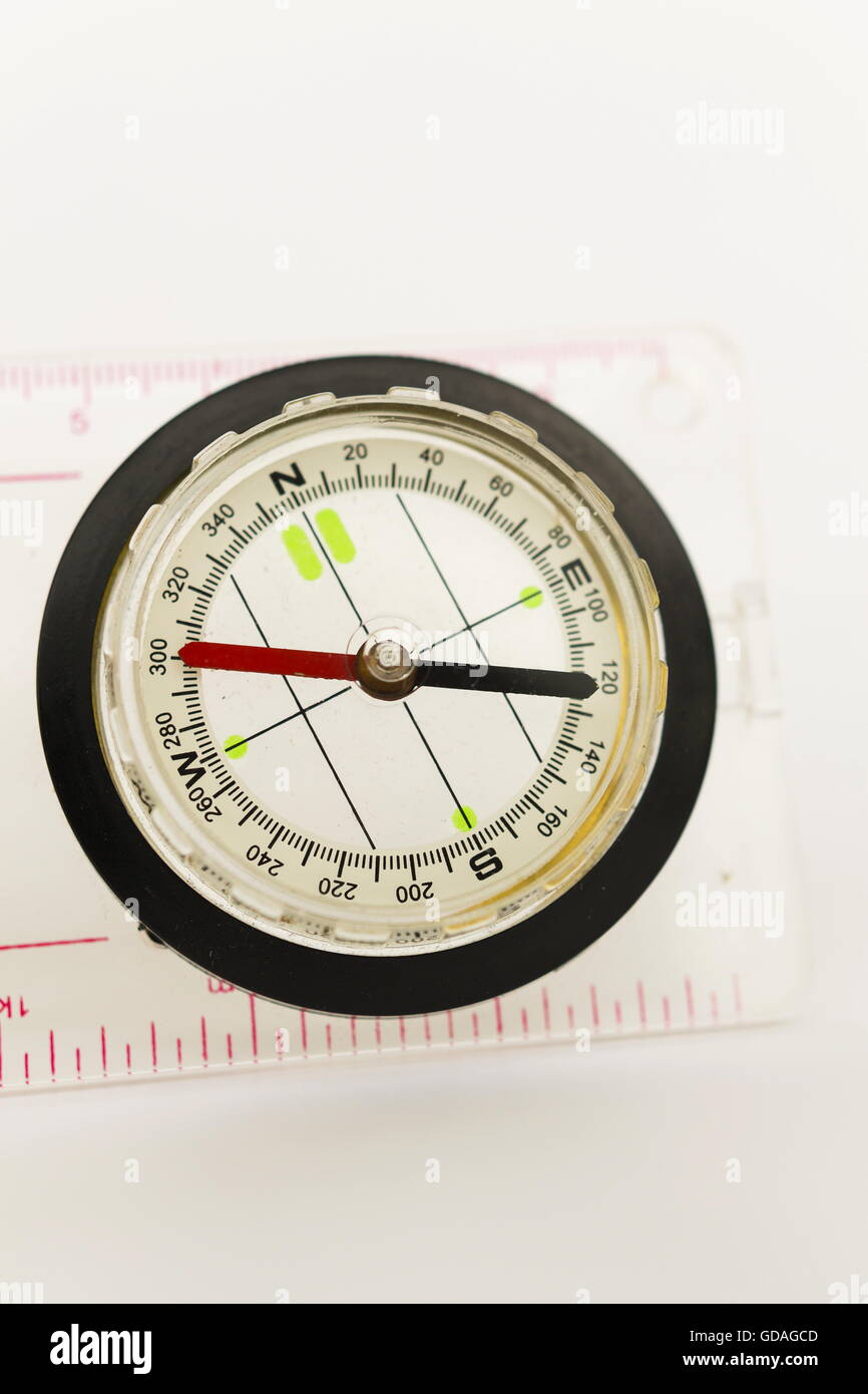 Detail shot of glass compass isolated on white background Stock Photo ...