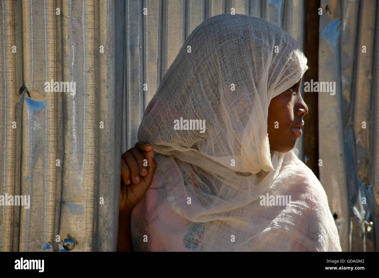 Ethiopian girl with headcloth. Axum, Tigray, Ethiopia. Orthodox ...